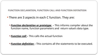 Detailed concept of function in c programming | PPTX