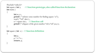 Detailed concept of function in c programming | PPT