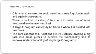 Detailed concept of function in c programming | PPTX