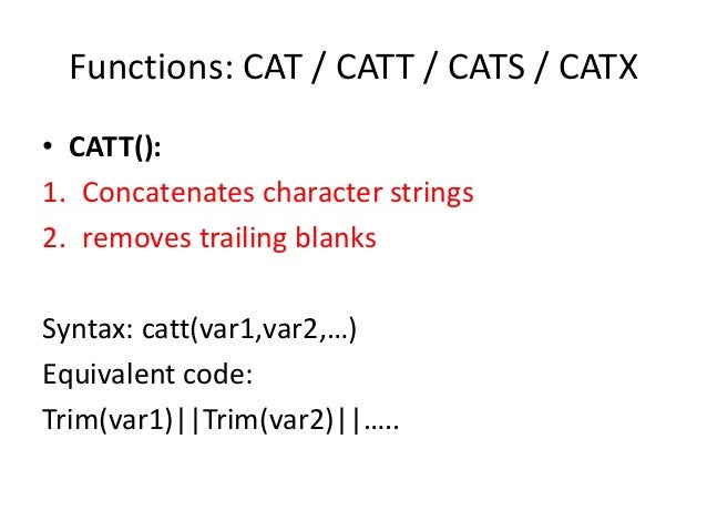 Sas Functions Cat Catt Cats Catx
