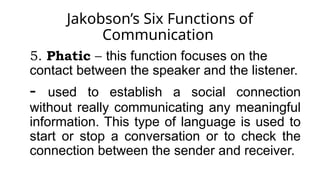 Oral Communication in Context Functions of Communication SHS Grade 11 ...