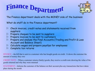 Standard Grade Administration - Functions of Departments | PPT
