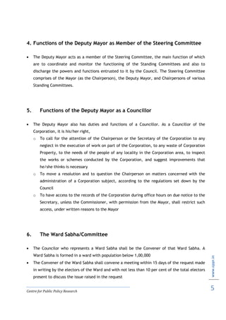 Functions of the Deputy Mayor, Corporation of Cochin | PDF