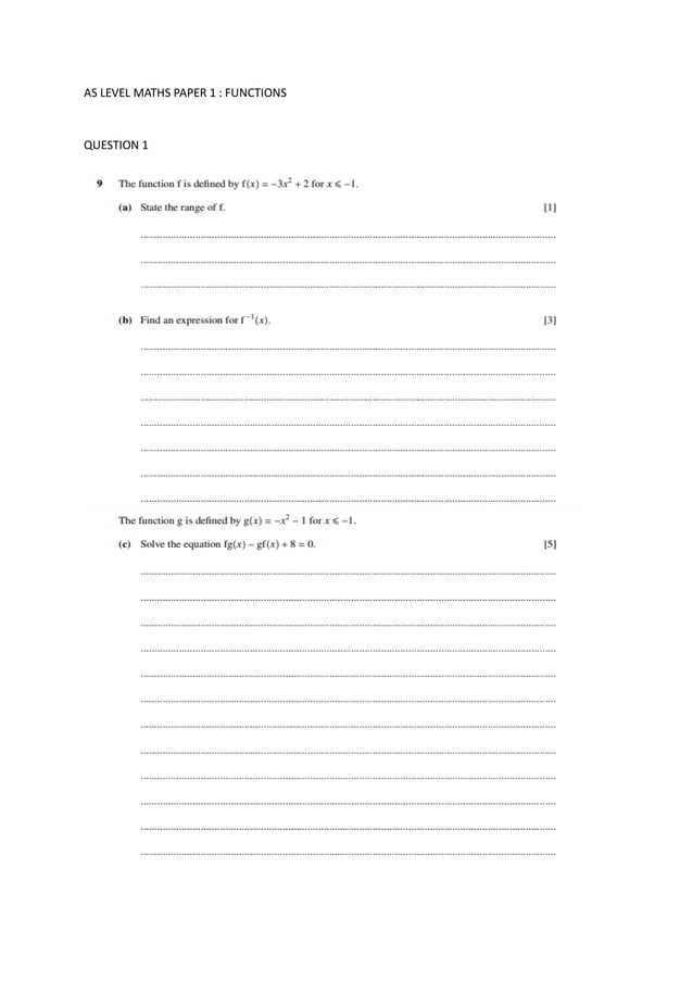 AS AND A LEVEL MATHS FUNCTIONS (PAPER 1) | PDF | Science