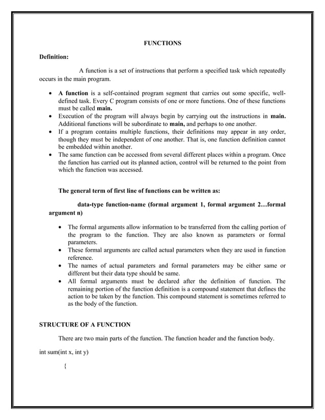 Functions Pdf
