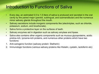 Functions of Saliva.pptx | Dental Health | Diseases and Conditions