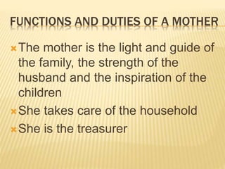 Functions and Duties of Family Members | PPTX