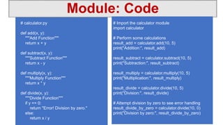 FUNCTIONS AND MODULES IN PYTHON PRESENTATION FINAL.ppsx | Free Download