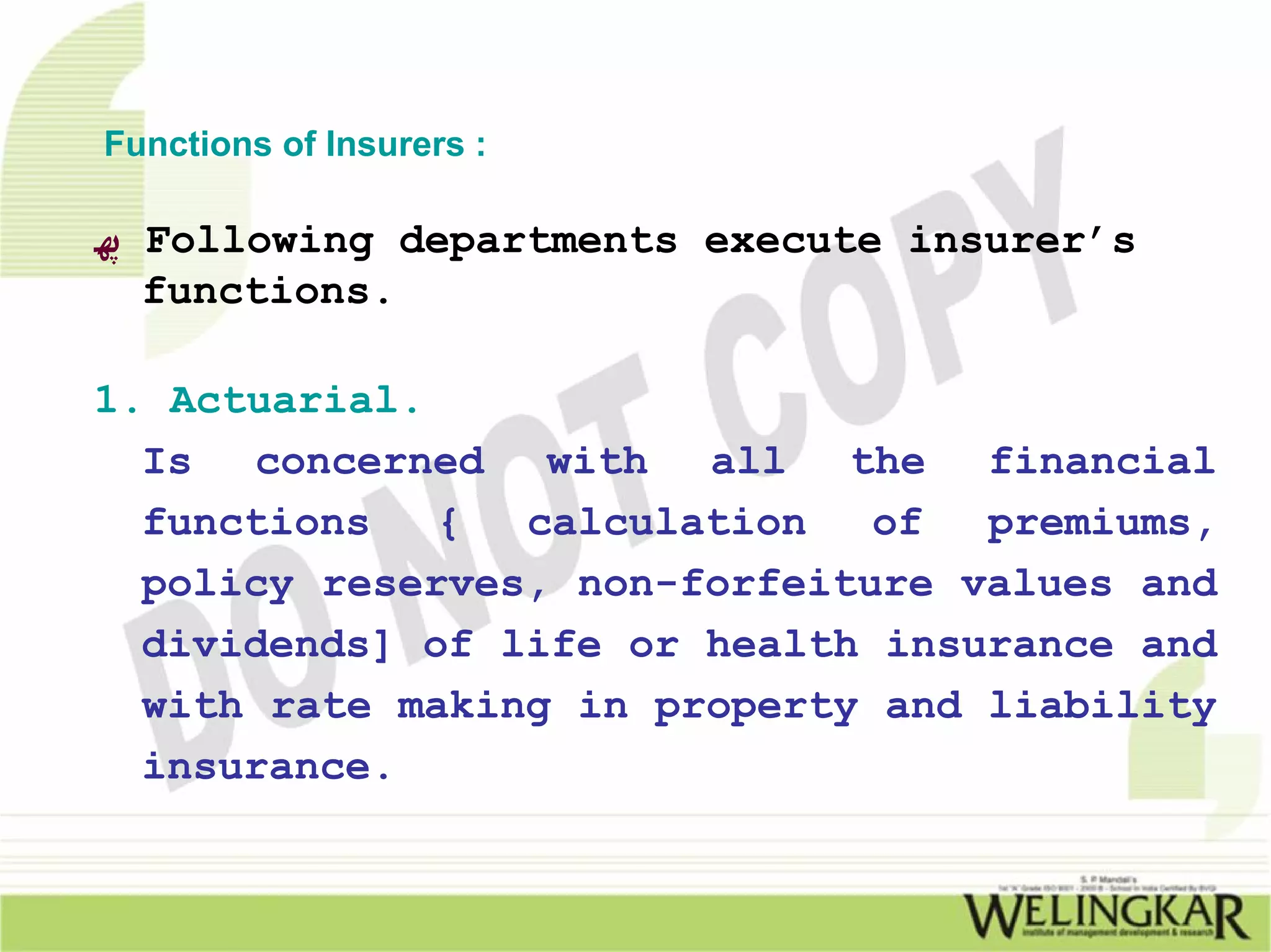 Functions and Organisations of Insurance | PDF