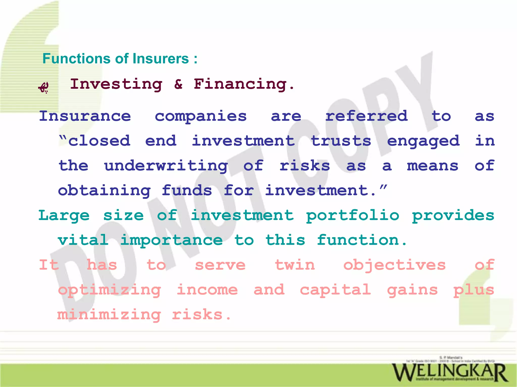 Functions and Organisations of Insurance | PDF