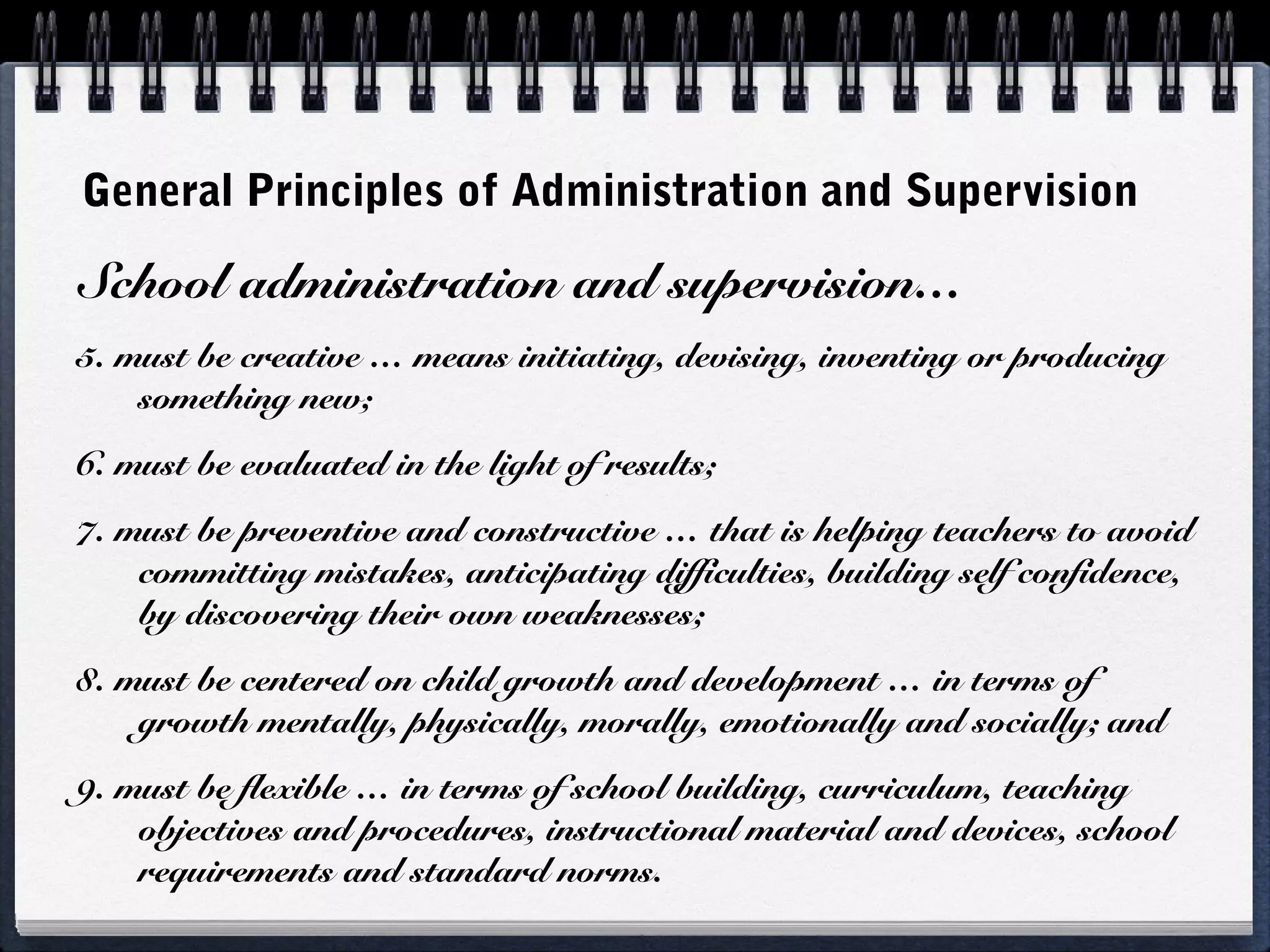 Functions and principles of school administration | PPT