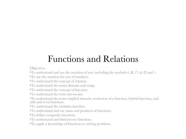 Functions And Relations | PPT
