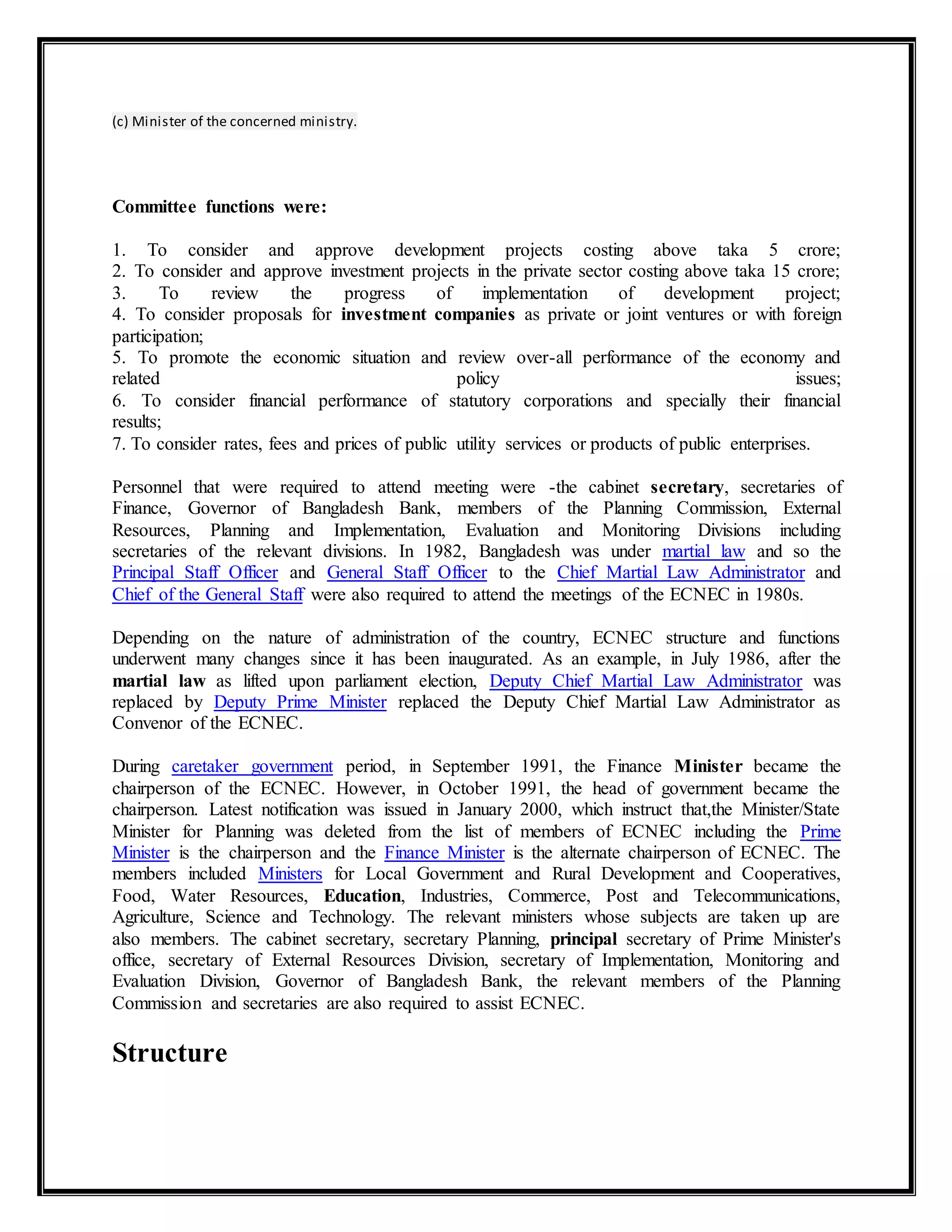Functions and responsibilities of ECNEC | DOCX