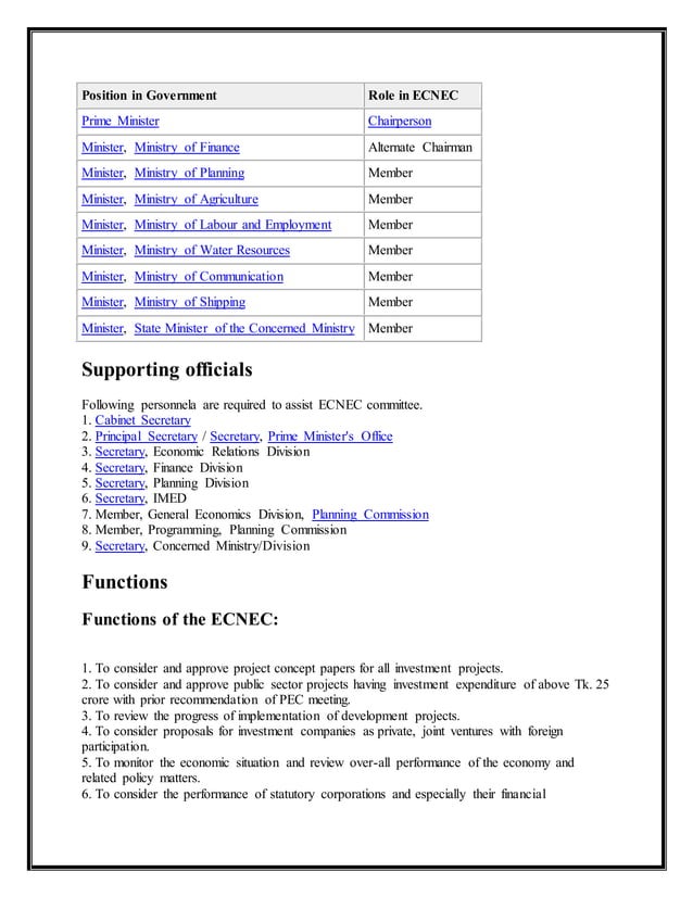 Functions and responsibilities of ECNEC | DOCX