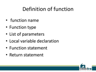 Functions and return type | PPTX | Programming Languages | Computing