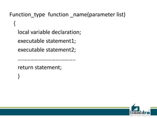 Functions and return type | PPTX | Programming Languages | Computing