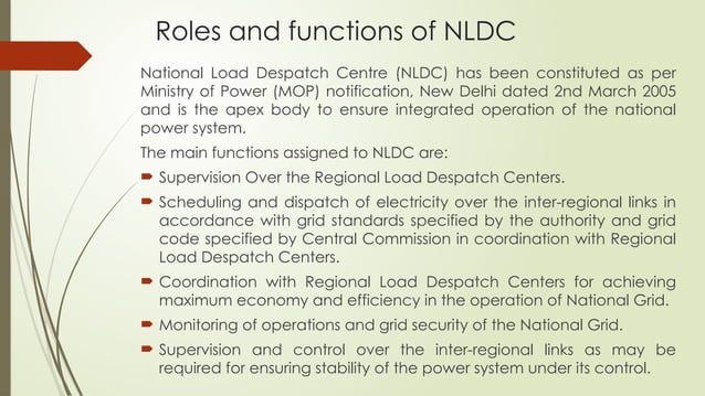 FUNCTIONS AND ROLES OF LOAD DESPATCH CENTRES.pptx | Power and Energy ...