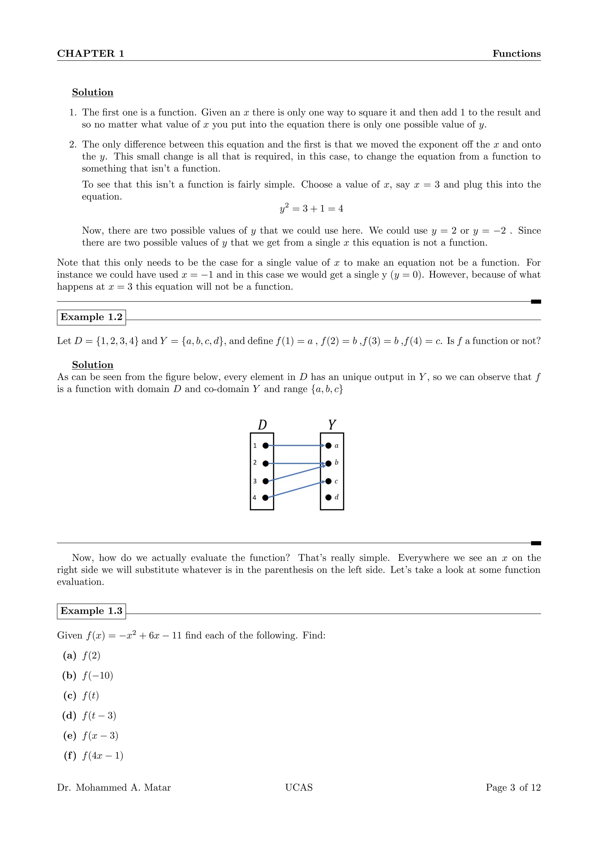 Calculus 1 Lecture Notes (Functions and Their Graphs) | PDF
