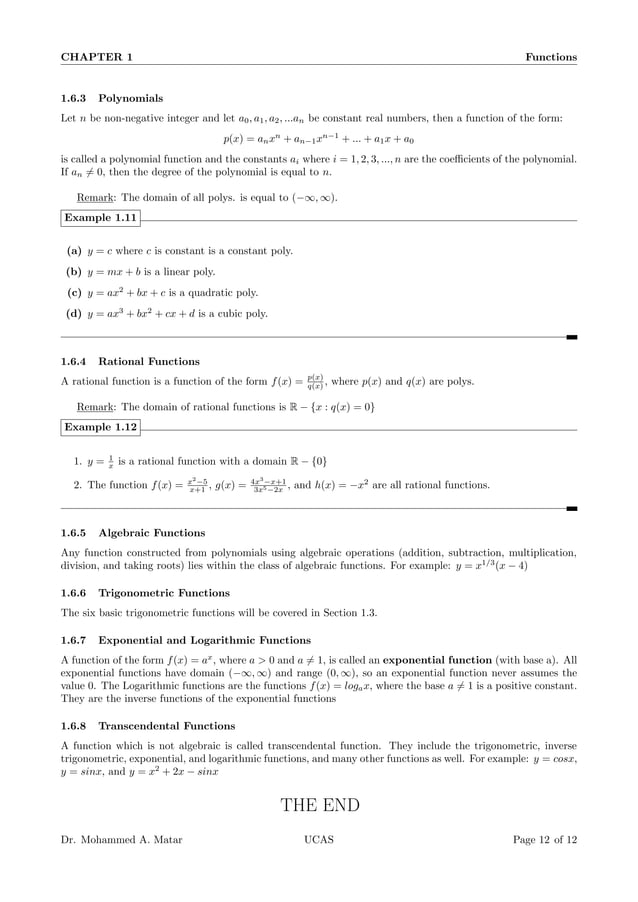 Calculus 1 Lecture Notes Functions And Their Graphs Pdf Chemistry Science