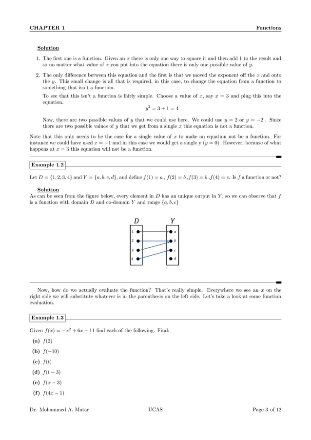 Calculus 1 Lecture Notes Functions And Their Graphs Pdf Chemistry Science