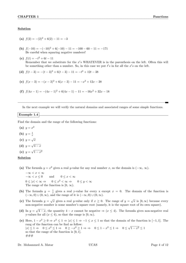 Calculus 1 Lecture Notes Functions And Their Graphs Pdf Chemistry Science