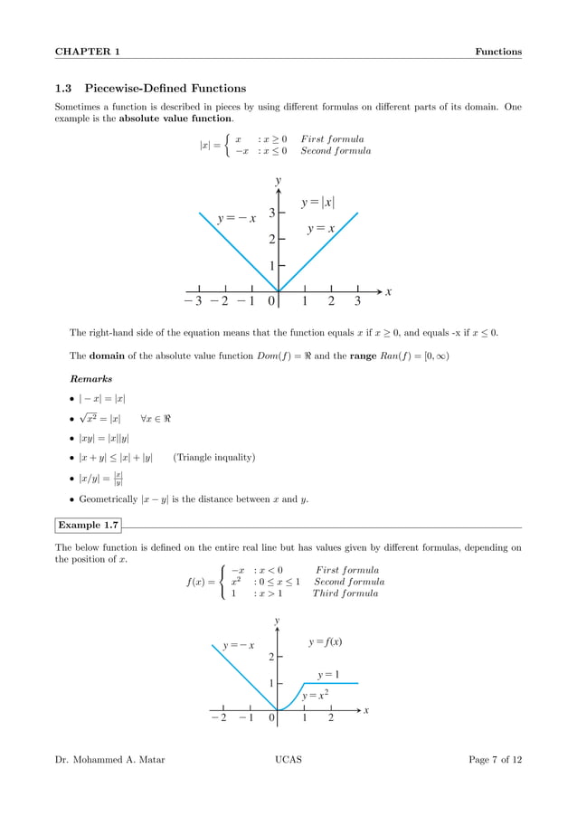 Calculus 1 Lecture Notes (Functions and Their Graphs) | PDF | Chemistry ...