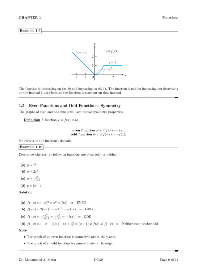 Calculus 1 Lecture Notes Functions And Their Graphs Pdf Chemistry Science