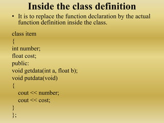 Functions, classes & objects in c++ | PPTX