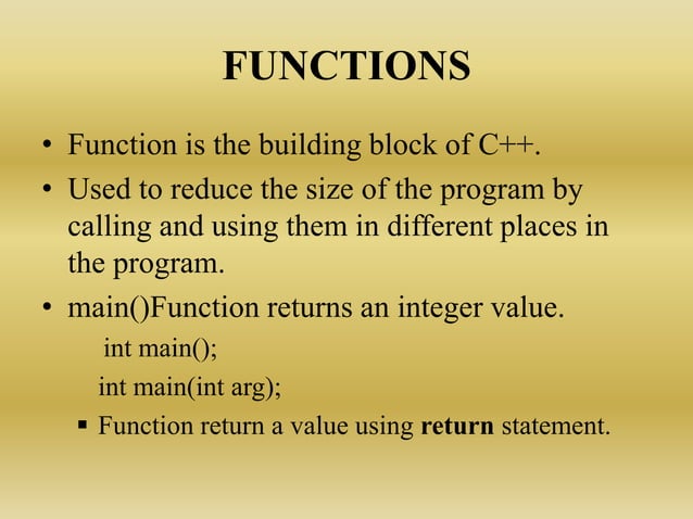 Functions, classes & objects in c++ | PPTX