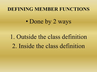 Functions, classes & objects in c++ | PPTX