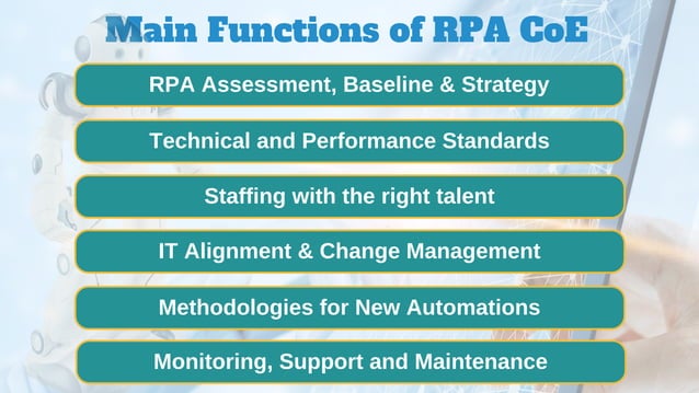Main Functions of RPA Center of Excellence | PDF | Robotics ...