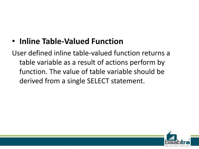 Functions creation in sql | PPTX