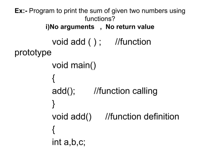 Functions in c | PPTX