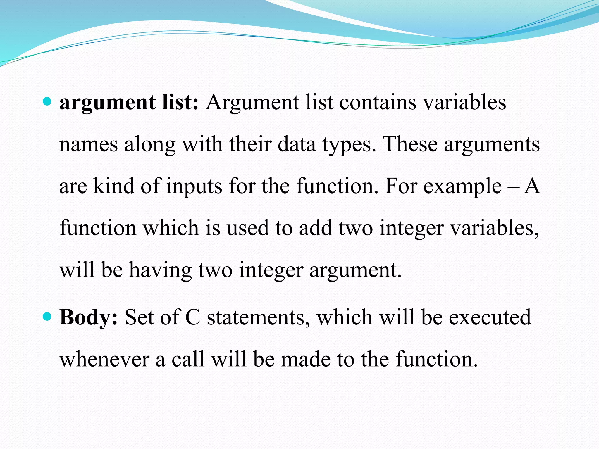 Functions in c | PPTX | Web Development | Internet