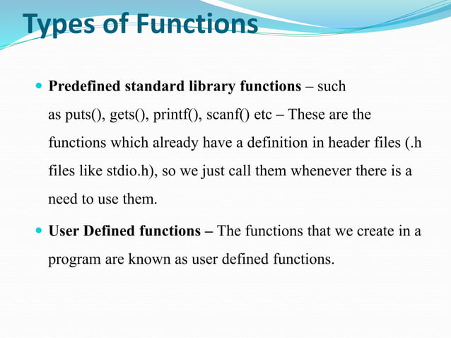 Functions in c | PPTX | Web Development | Internet