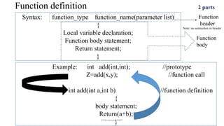 concept of functions and its types in c++ language | PPT