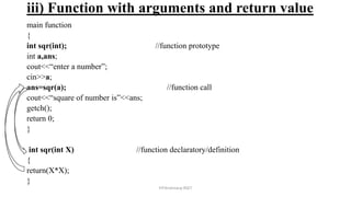 concept of functions and its types in c++ language | PPT