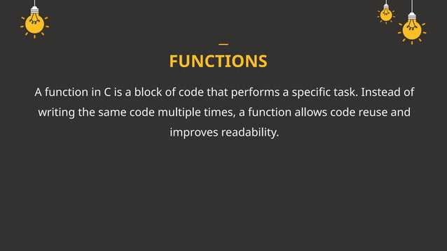 Functions Used In C Programming And Its Types Ppt