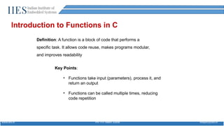 Functions in C Programming: A Simple Guide | IIES Bangalore | PPTX