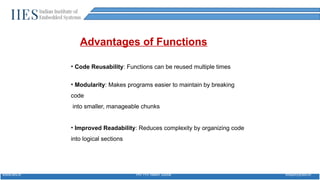Functions in C Programming: A Simple Guide | IIES Bangalore | PPTX