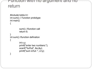 Functions in c | PPT | Programming Languages | Computing