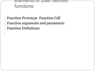 Functions in c | PPT | Programming Languages | Computing