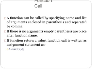 Functions in c | PPT | Programming Languages | Computing
