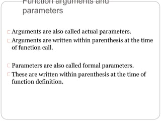 Functions in c | PPT | Programming Languages | Computing