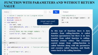 Functions in c language1 | PPTX | Programming Languages | Computing