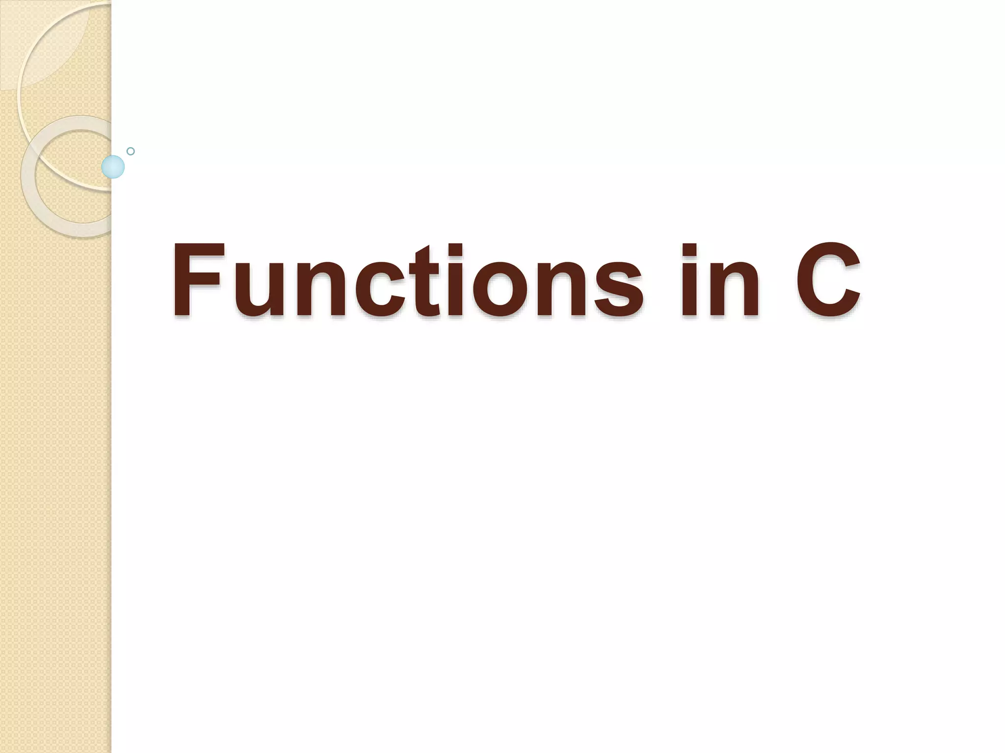 Functions In C Language Ppt