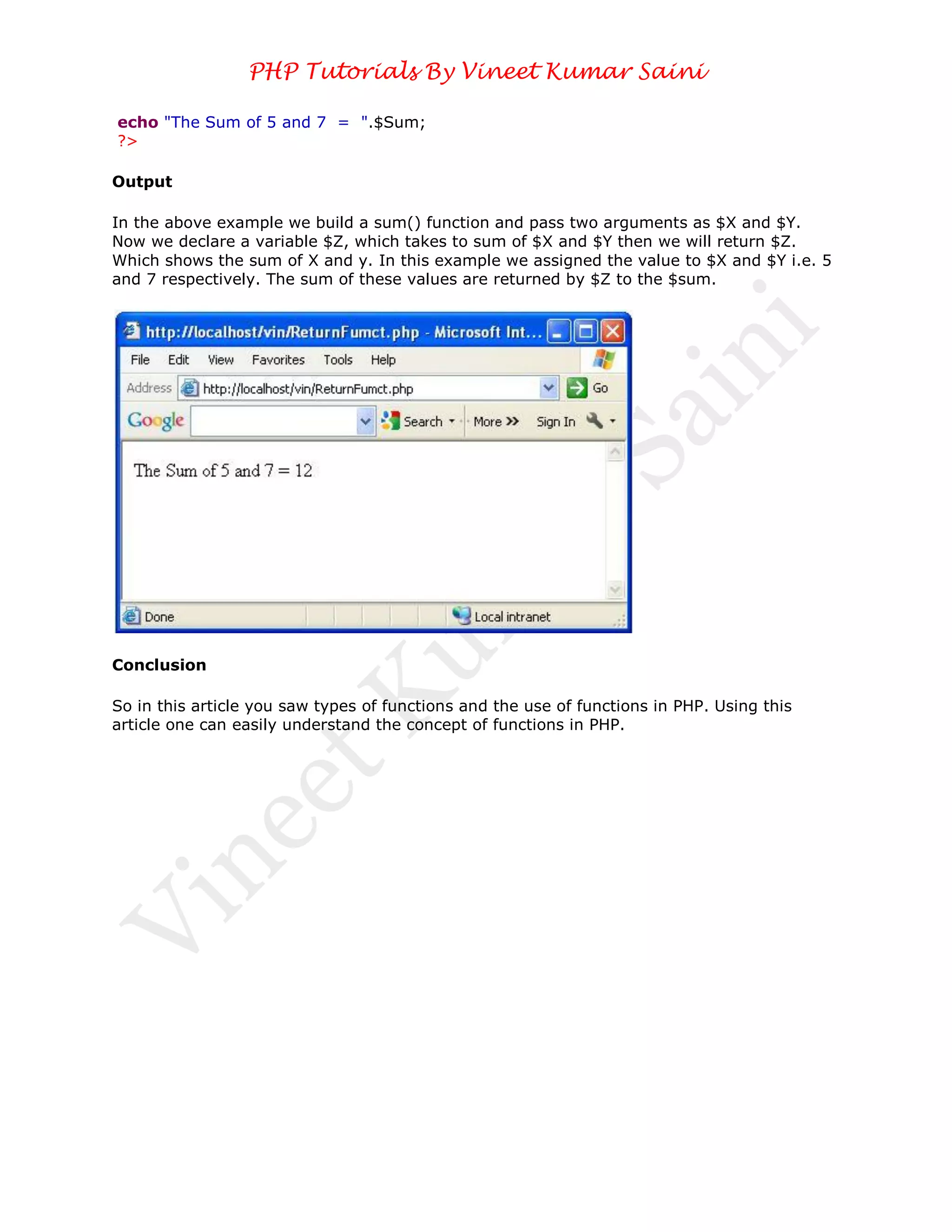 Functions In Php Pdf