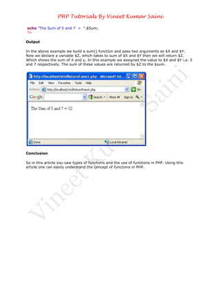 Functions in PHP | PDF