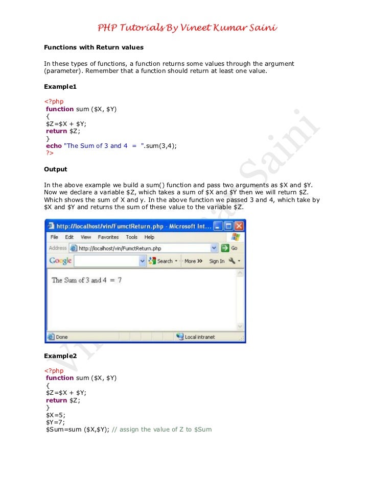 Functions In Php