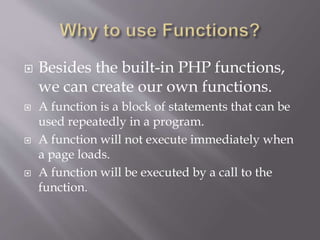 Functions in PHP | PPT